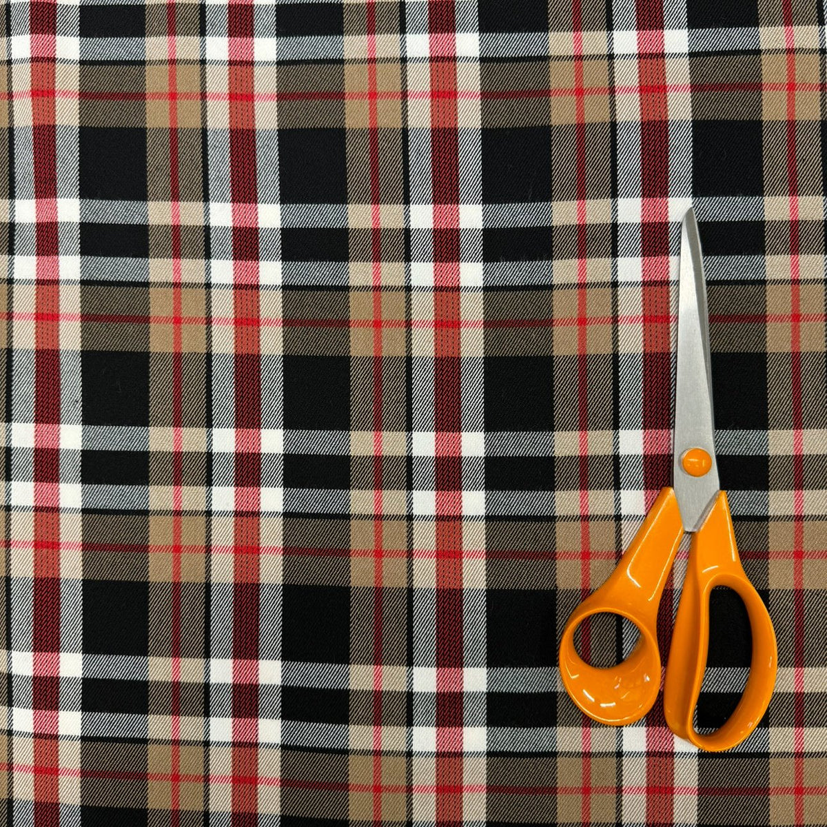 TARTAN CHECK - CAMEL, RED & BLACK – The Dressmaker Fabrics