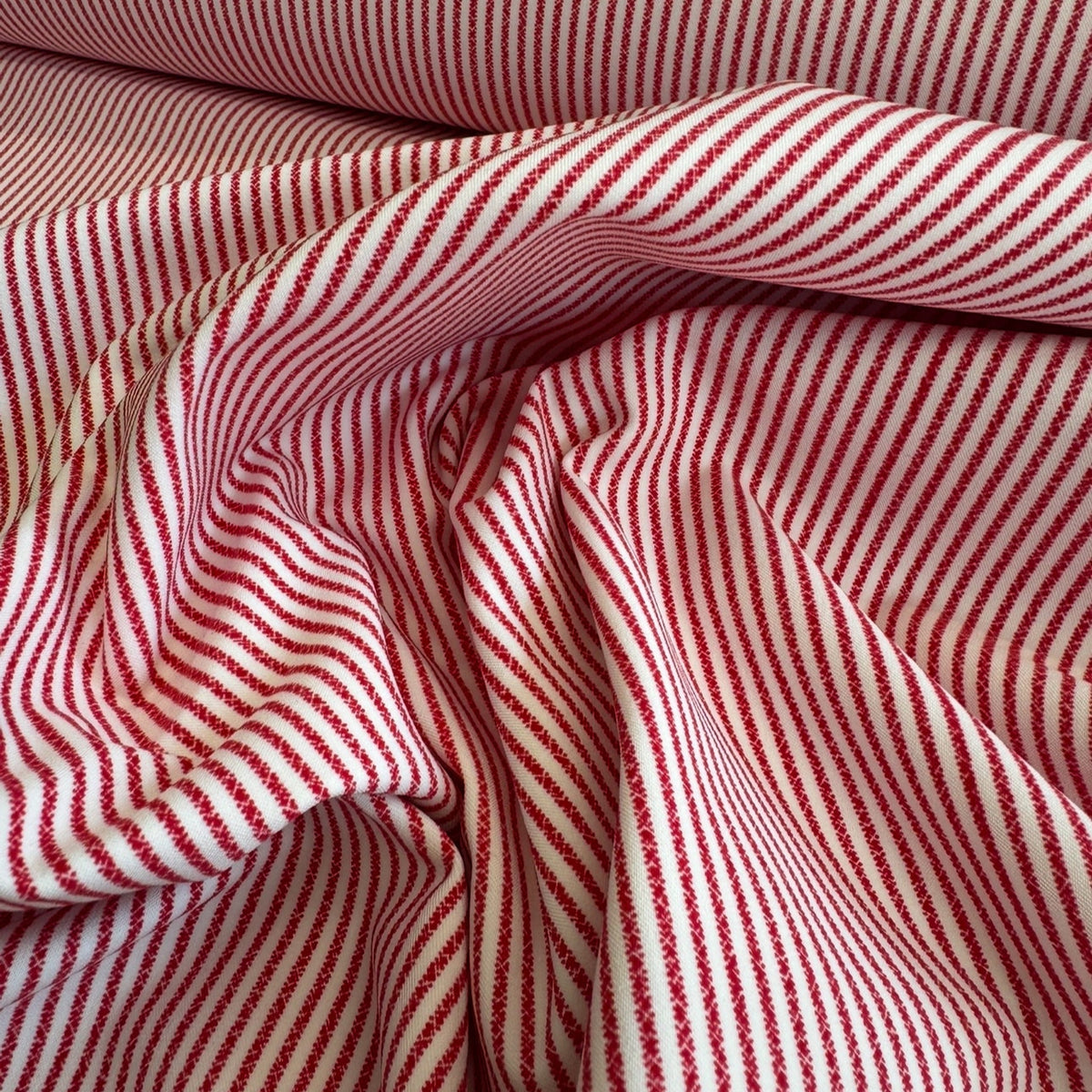 DESIGNER DEADSTOCK - COTTON ELASTANE - RED STRIPE – The Dressmaker Fabrics