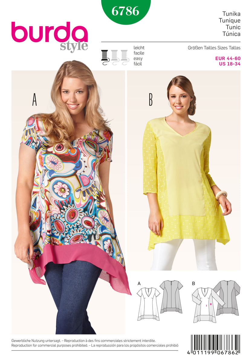 BURDA SEWING PATTERN B6784 PLUS TO SIZE 34 – The Dressmaker Fabrics